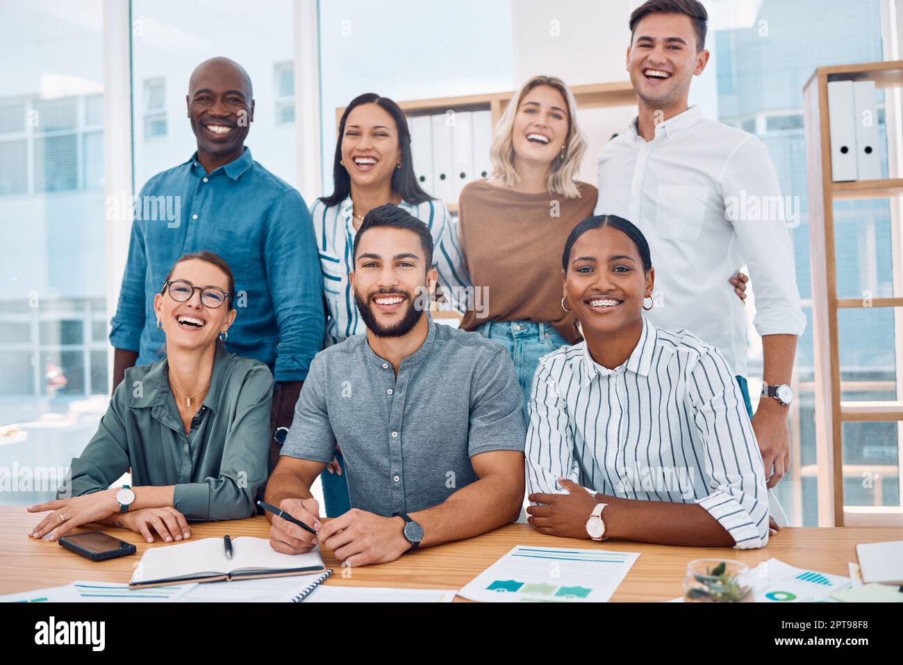 Collaboration, meeting and friends with a business team in the ...
