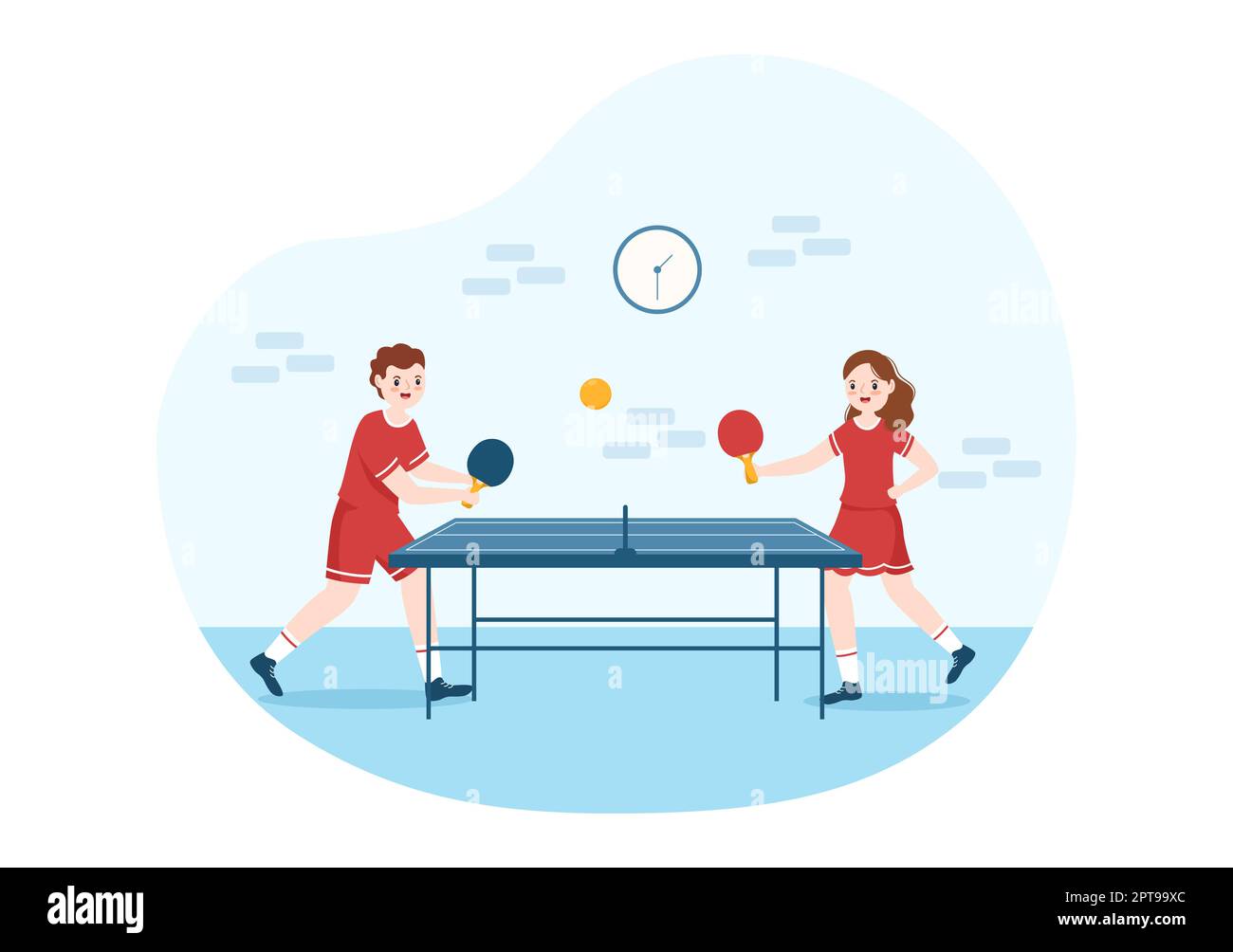 People Playing Table Tennis Sports with Racket and Ball of Ping Pong ...