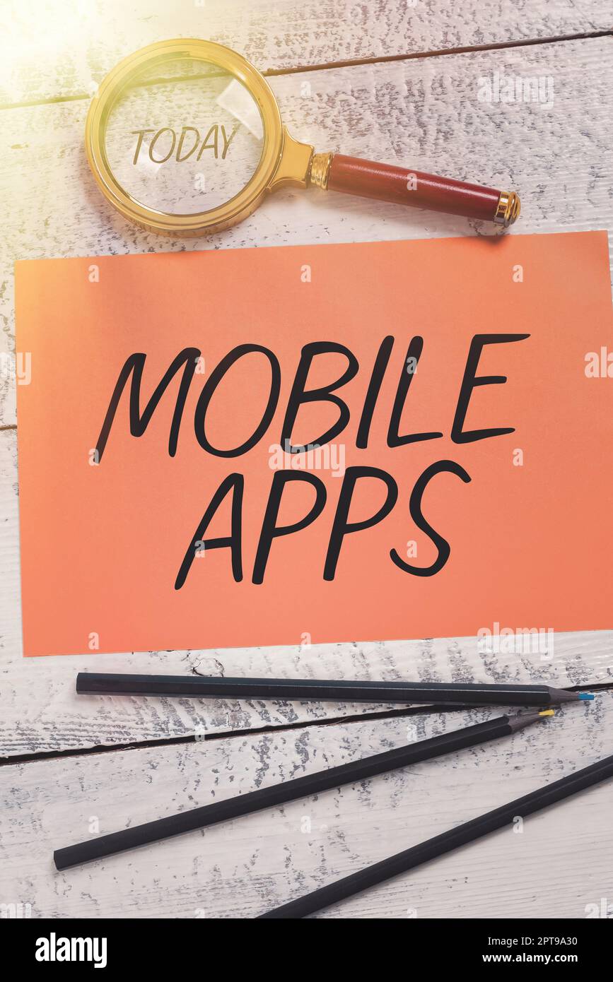 Conceptual display Mobile Apps, Business idea a software application designed to run on handheld ...