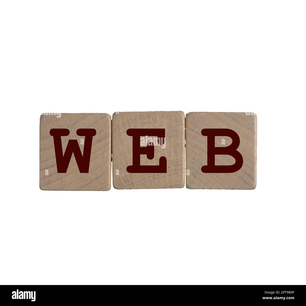 the word Web formed with wooden dowels on a transparent background ...