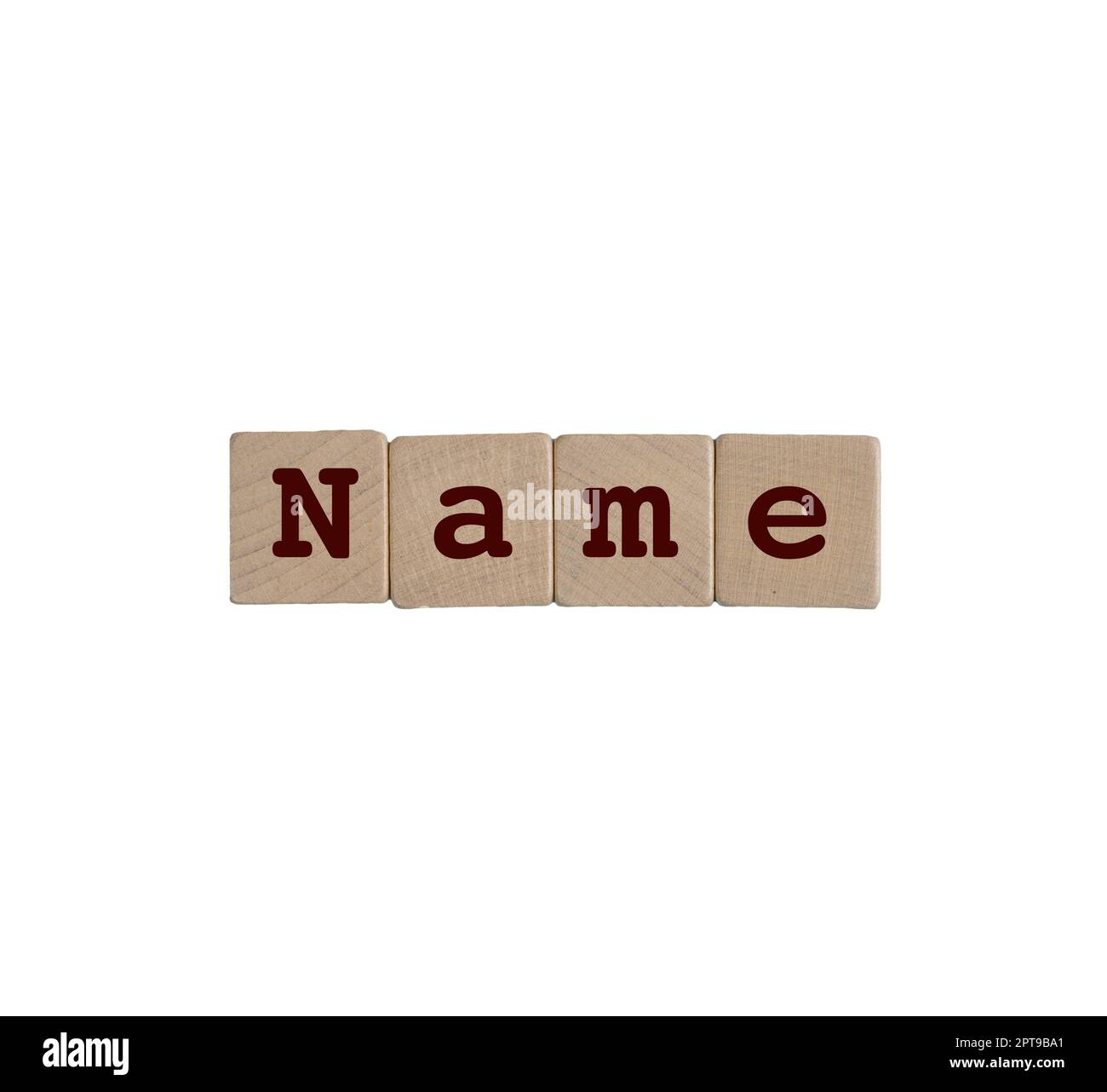 the word Name formed with wooden dowels on a transparent background ...