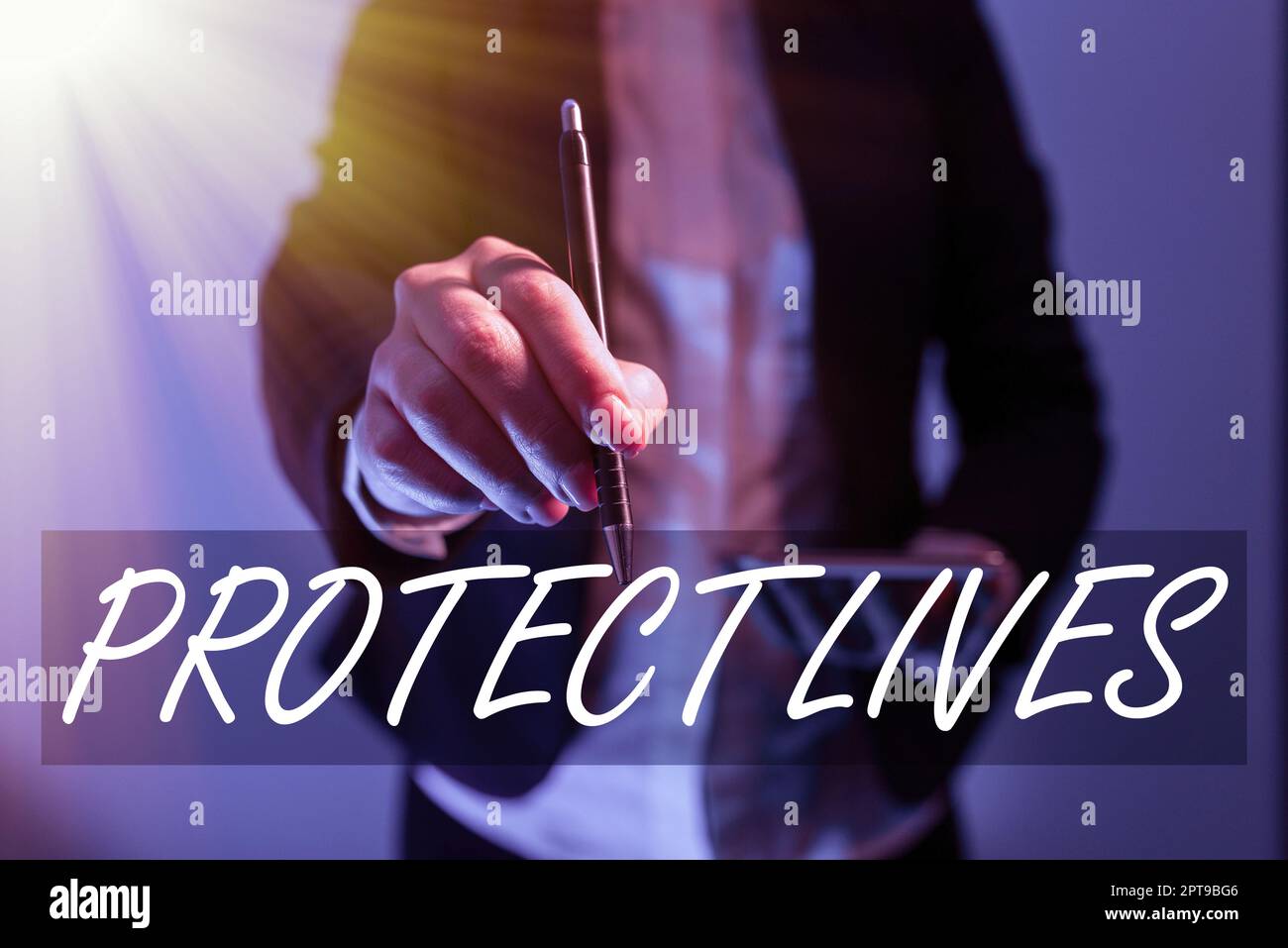 Text sign showing Protect Lives, Internet Concept to cover or shield ...