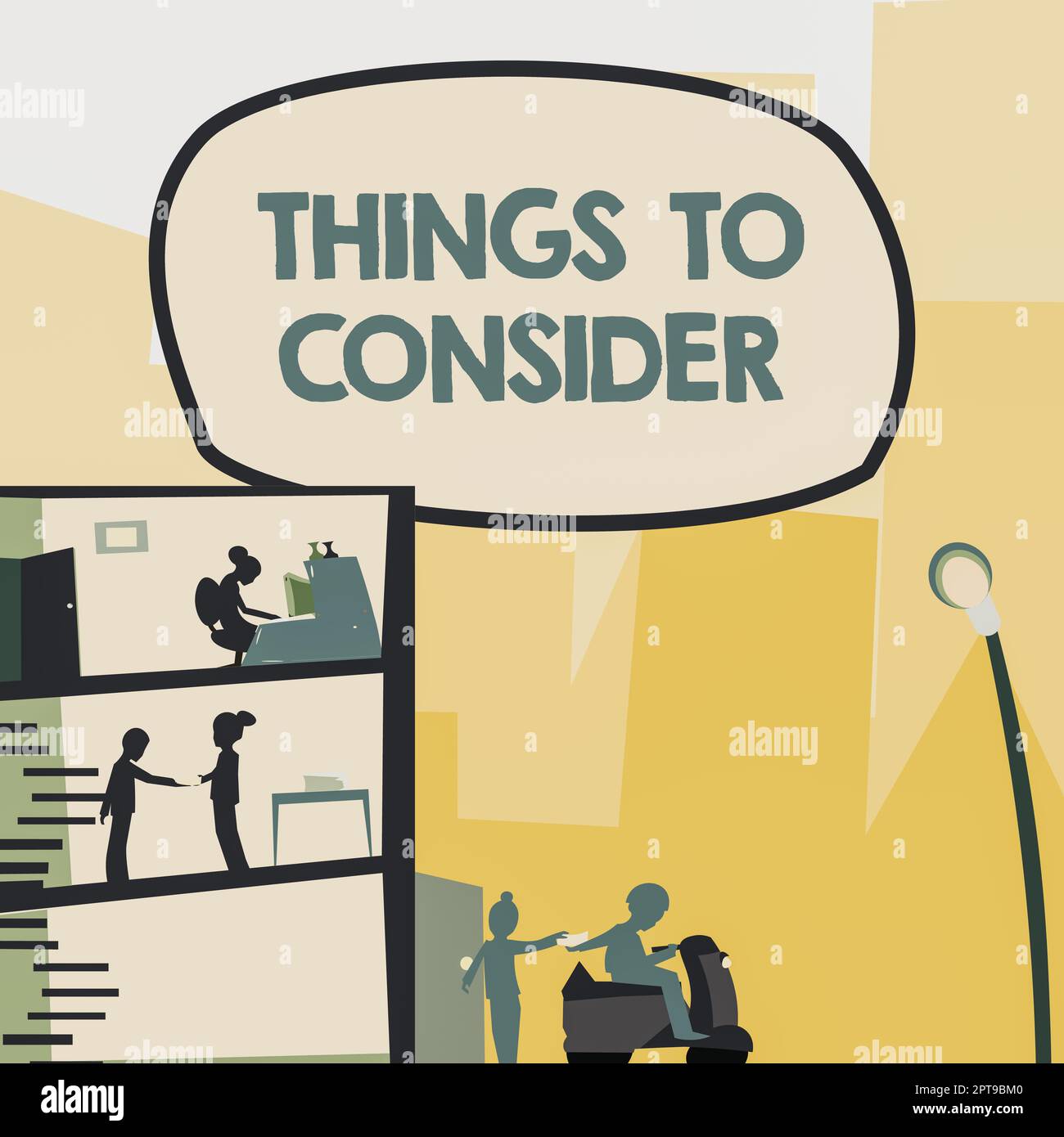 Sign displaying Things To Consider, Business showcase think about ...