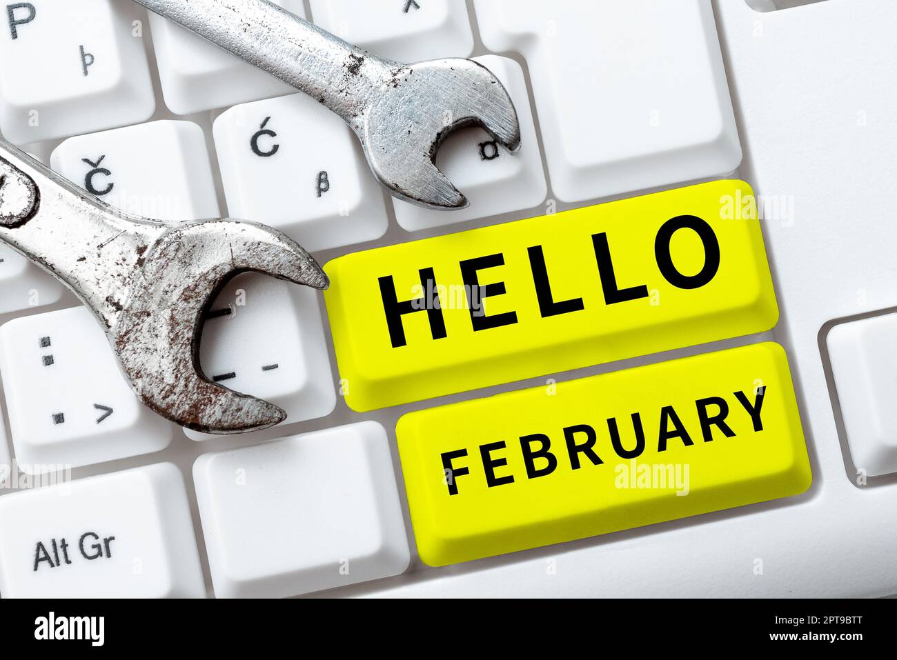 Text sign showing Hello February, Concept meaning greeting used when ...