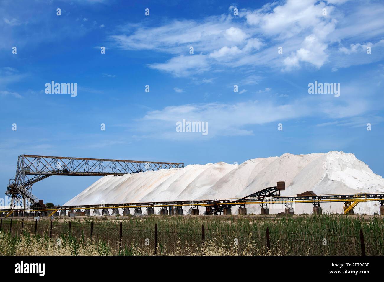 Conveyor belts in Europe's largest salt works at Margherita di Savoia ...