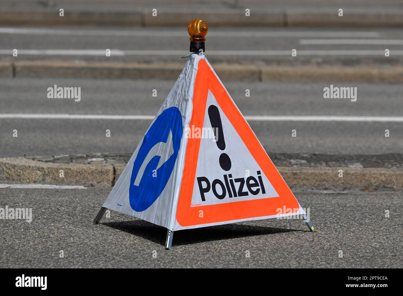 Warning Triangle Police Stock Photo - Alamy