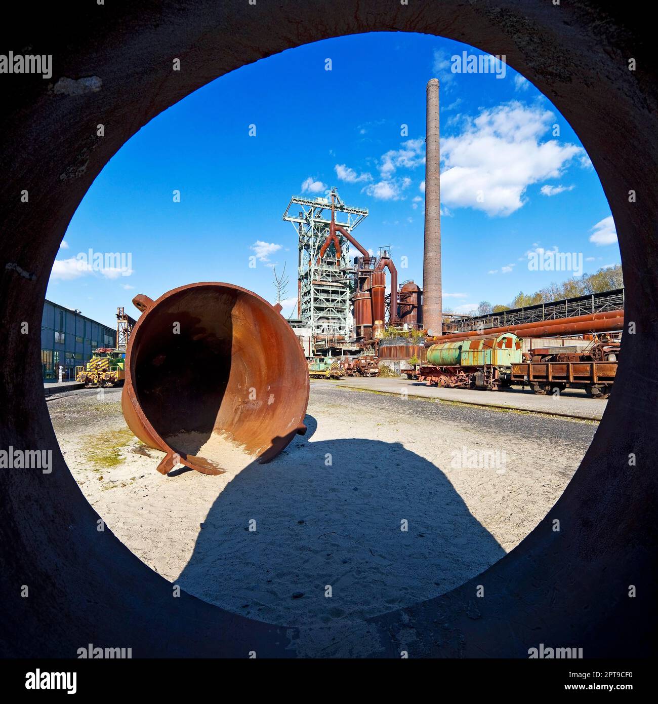 View from a slag ladle onto the blast furnace of the Henrichshuette ...