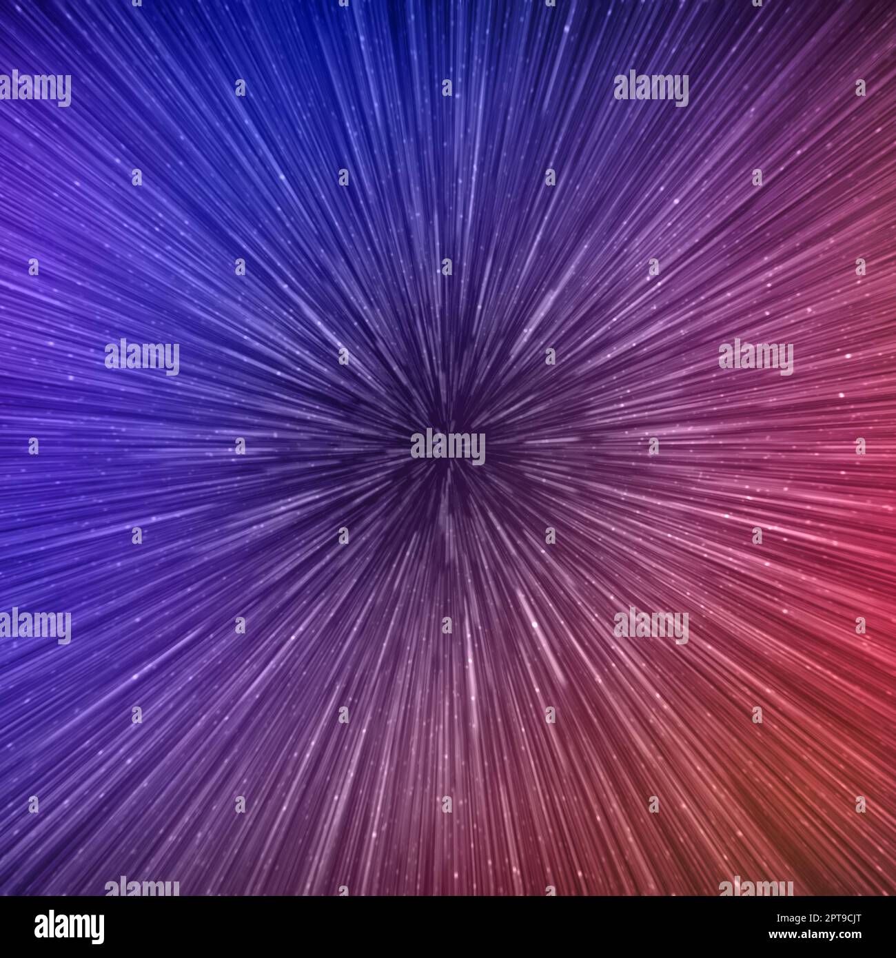 Hyperspace speed effect in night starry sky. Bright blue and red galaxy ...