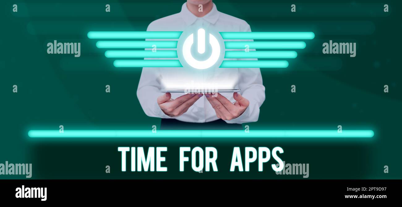 Conceptual caption Time For Apps, Business showcase make use of ...