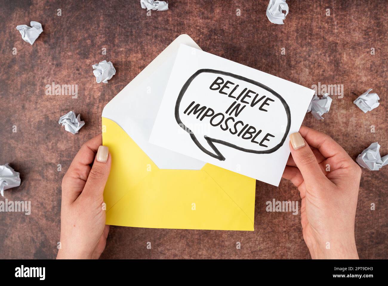 Hand writing sign Believe In Impossible, Word Written on motivation and ...