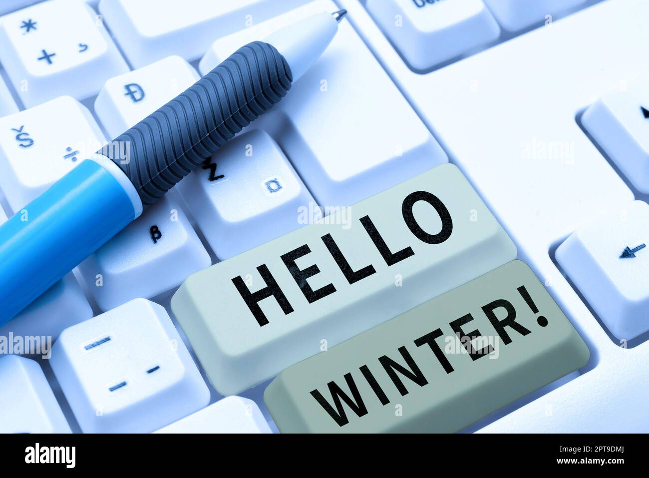 Sign displaying Hello, Winter, Word for greeting used when the cold ...