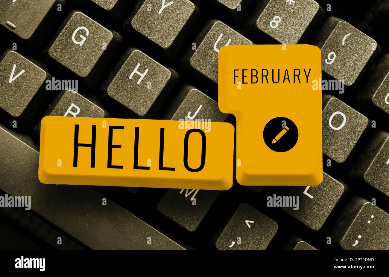 Conceptual display Hello February, Word for greeting used when ...