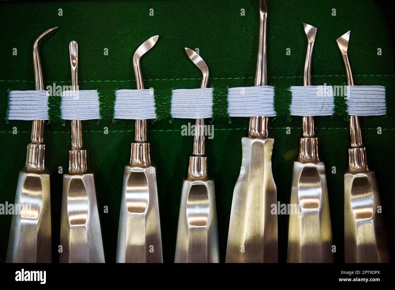 Close up shot of a collection of dental medical equipment tools Stock ...