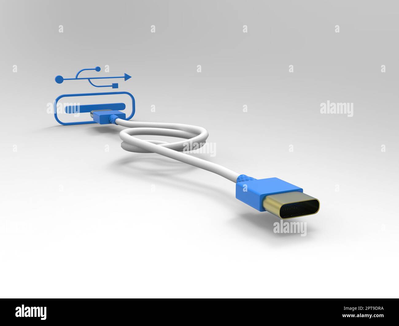 The 3d rendering of detail USB connector and cable with nice color ...