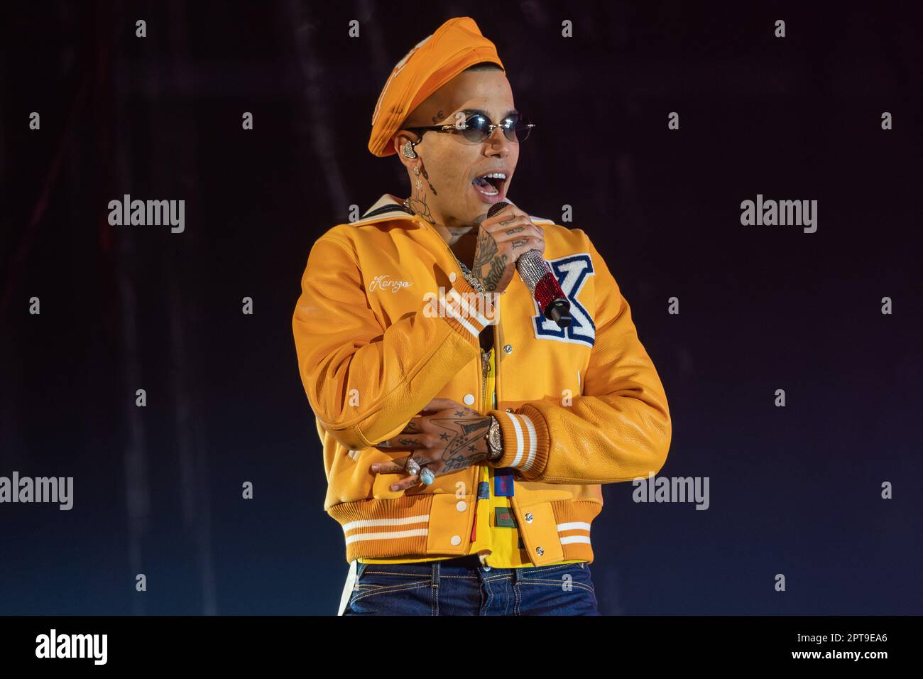 Verona, Italy. 27th Apr, 2023. Sfera Ebbasta during the Italian singer Music Concert Sfera ...