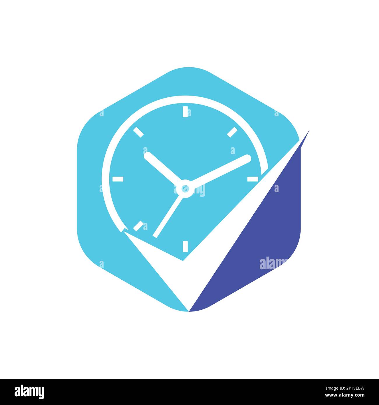 Time management vector logo template. Check mark with clock icon vector ...