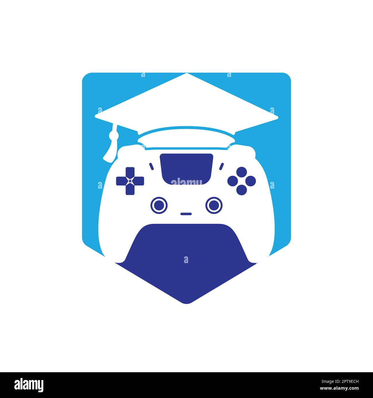Game education vector logo design. Game console with graduation cap ...