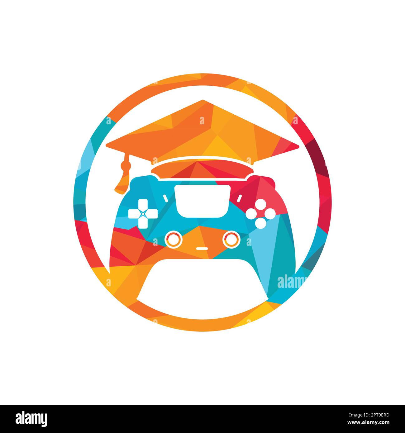 Game education vector logo design. Game console with graduation cap ...