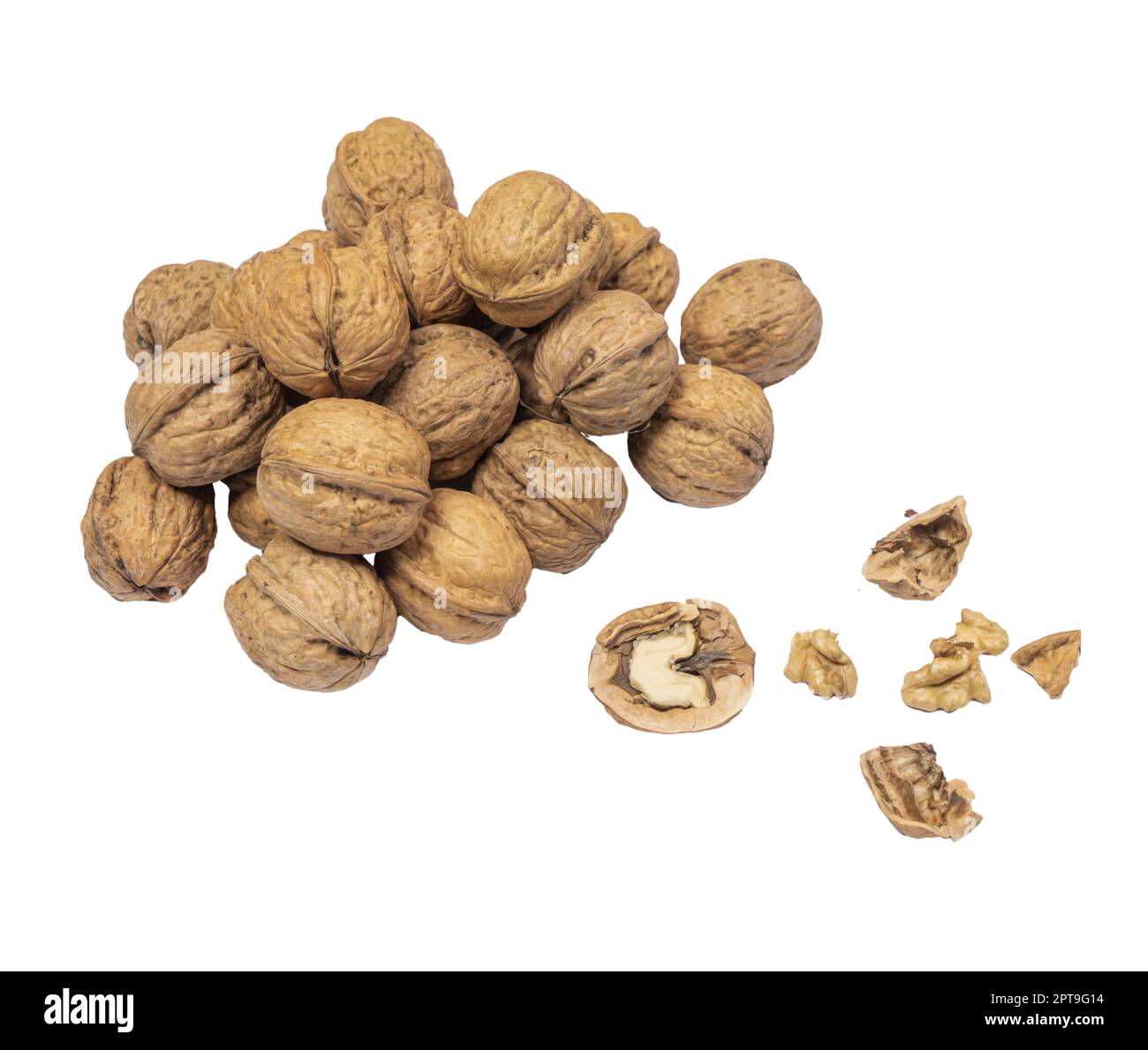 A bunch of walnuts on a transparent surface Stock Photo - Alamy