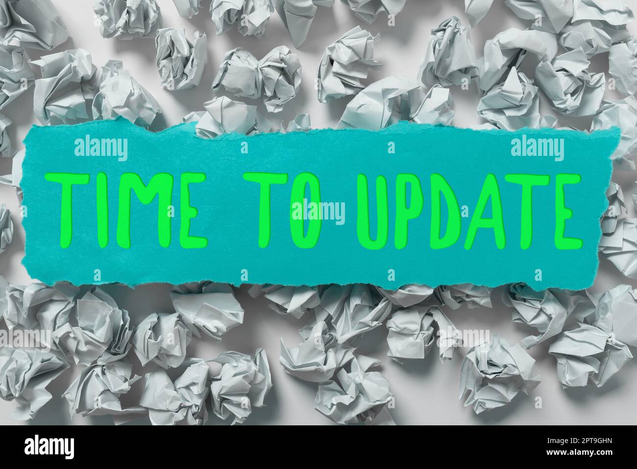 Text caption presenting Time To Update, Concept meaning System software update for enhancement ...