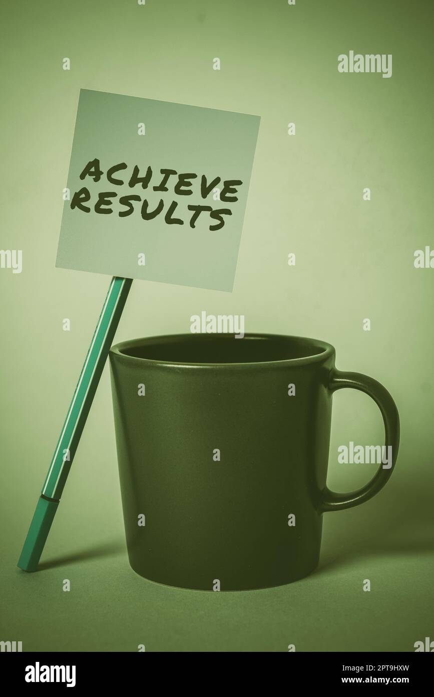 Hand writing sign Achieve Results, Business overview to target and ...