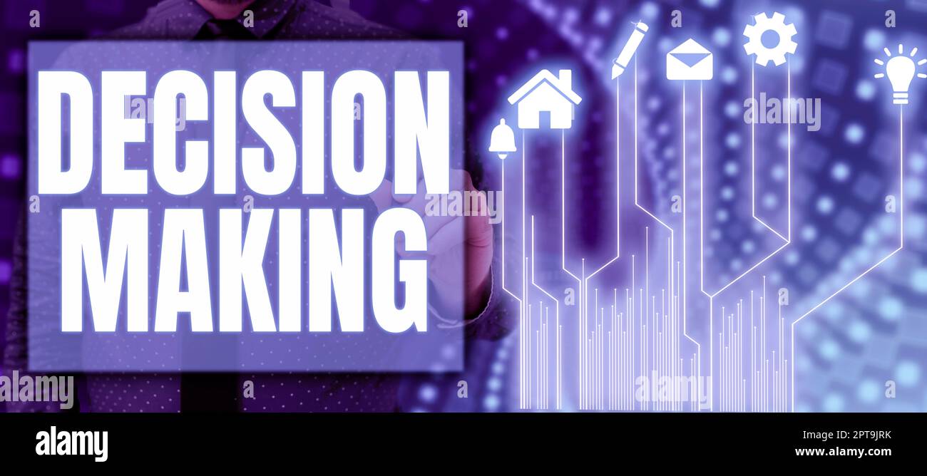 Text Sign Showing Decision Makingthe Act Of Deciding Between Two Or More Possibilities Internet