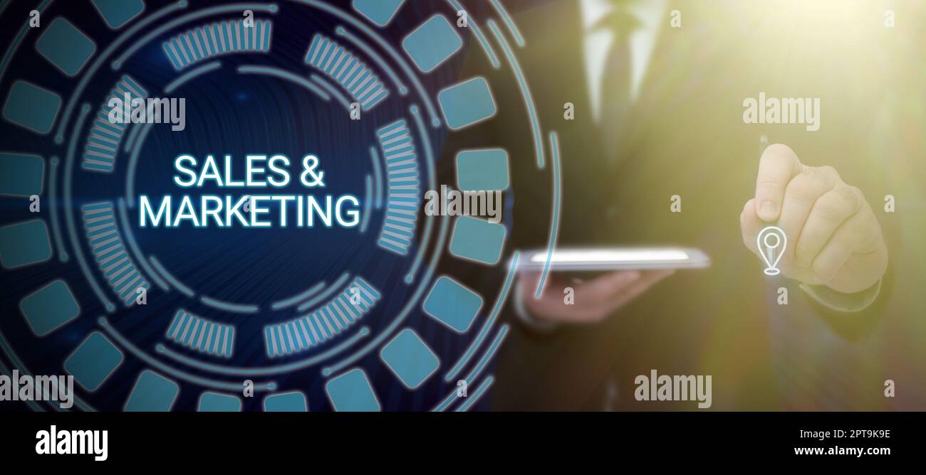 Text caption presenting Sales and MarketingSelling Systematic planning ...