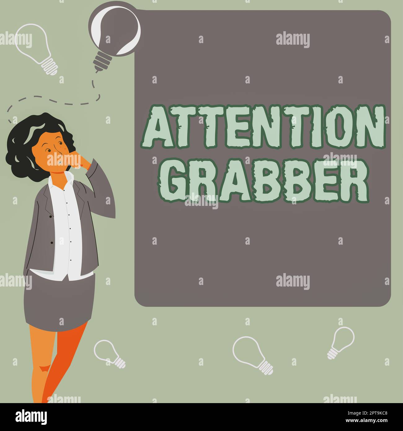Text caption presenting Attention GrabberDemanding notice mainly by ...