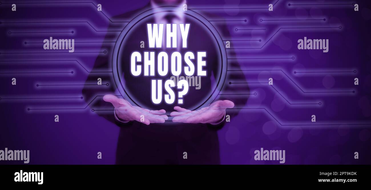 Text showing inspiration Why Choose Us, Business idea Reasons for ...
