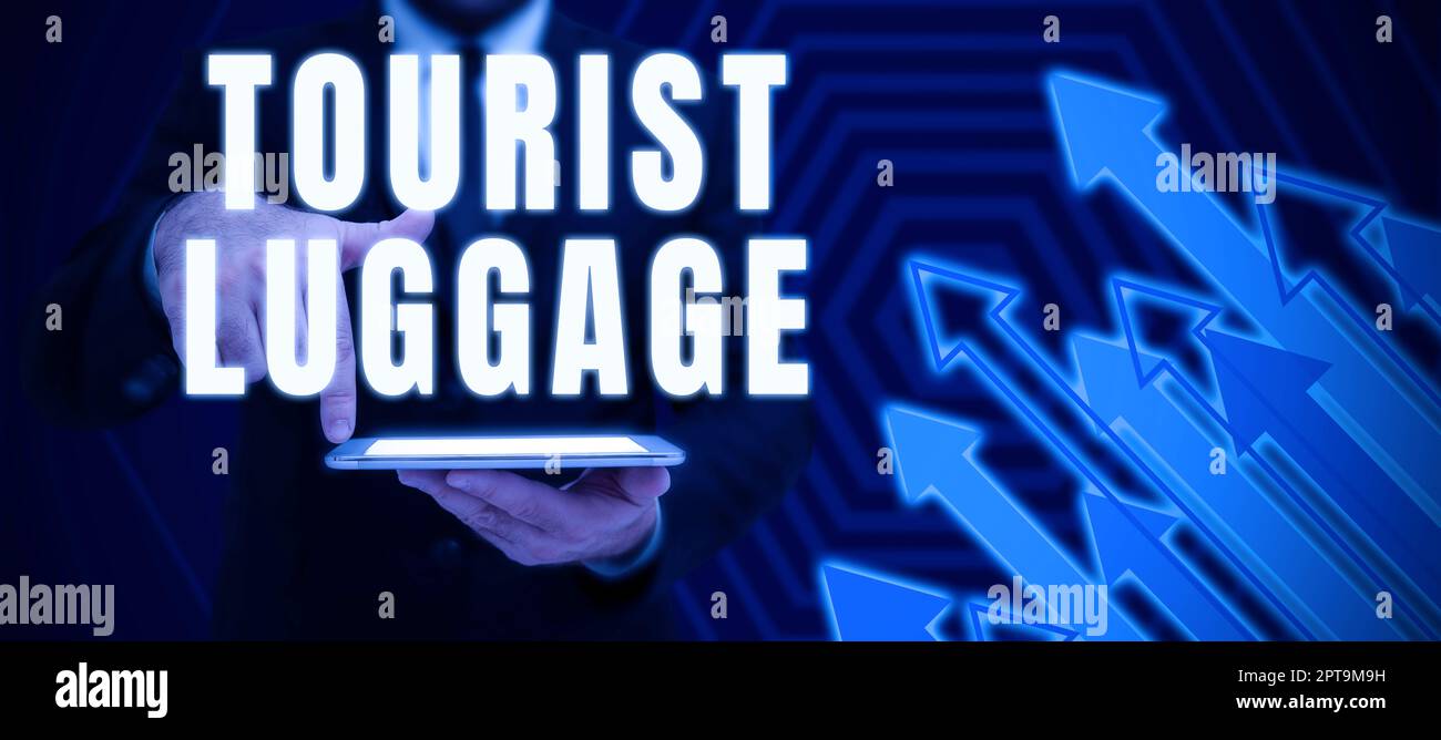 Handwriting text Tourist Luggagebig bag that contains everything one ...