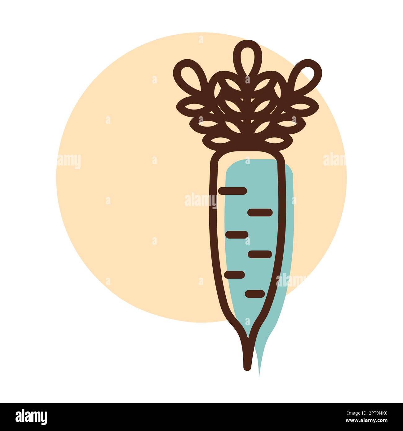 Japanese daikon radish with leaf isolated vector icon. Vegetable sign ...
