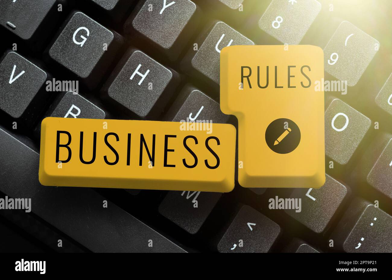 Hand writing sign Business Rules, Business concept the principles which ...