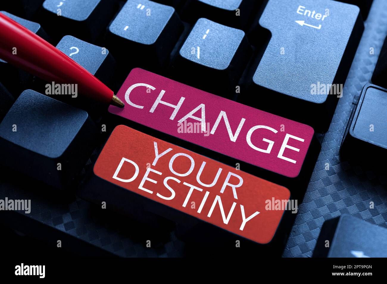 Conceptual caption Change Your Destiny, Business showcase choosing the ...