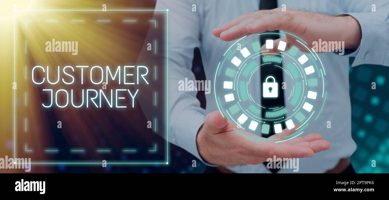 Hand writing sign Customer Journey, Business approach complete service ...