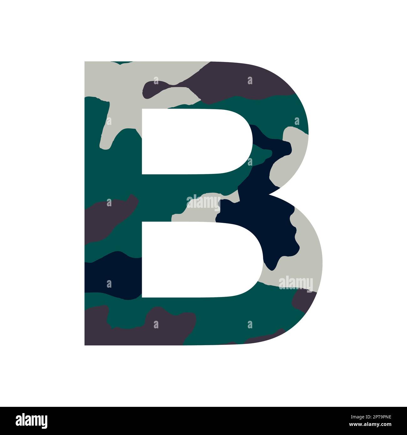 English alphabet letter B, khaki style isolated on white background ...