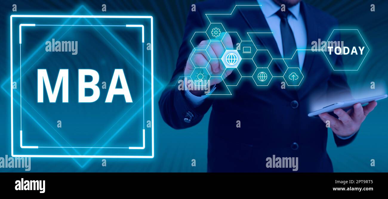 Text caption presenting Mba, Business showcase designed to develop the ...