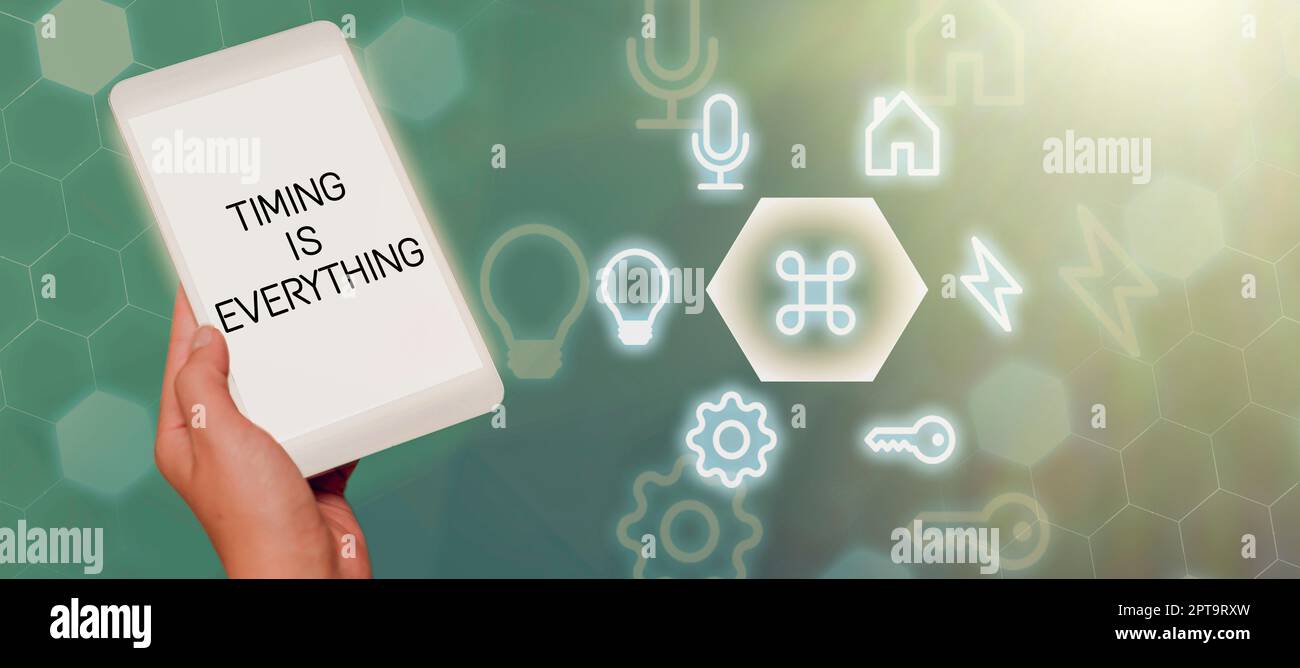 Hand writing sign Timing Is Everything, Internet Concept Do it now be ...