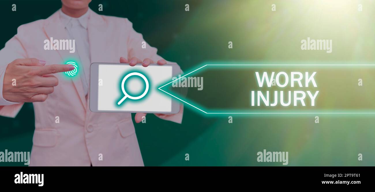 Hand writing sign Work Injury, Business showcase an accident occurred ...