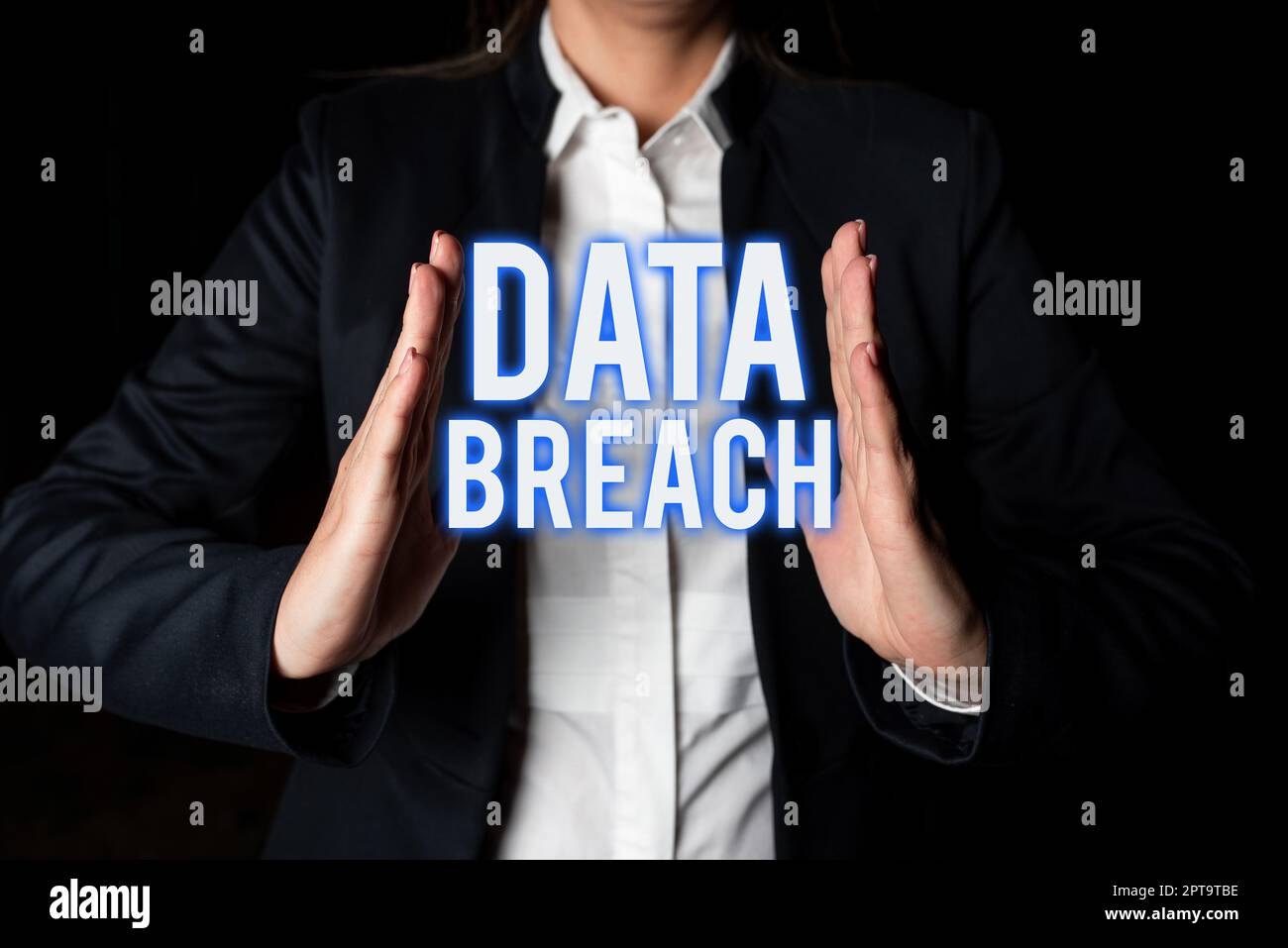 Hand writing sign Data Breach, Word Written on unauthorized release of ...