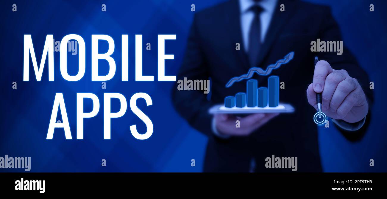 Conceptual display Mobile Apps, Internet Concept a software application designed to run on ...