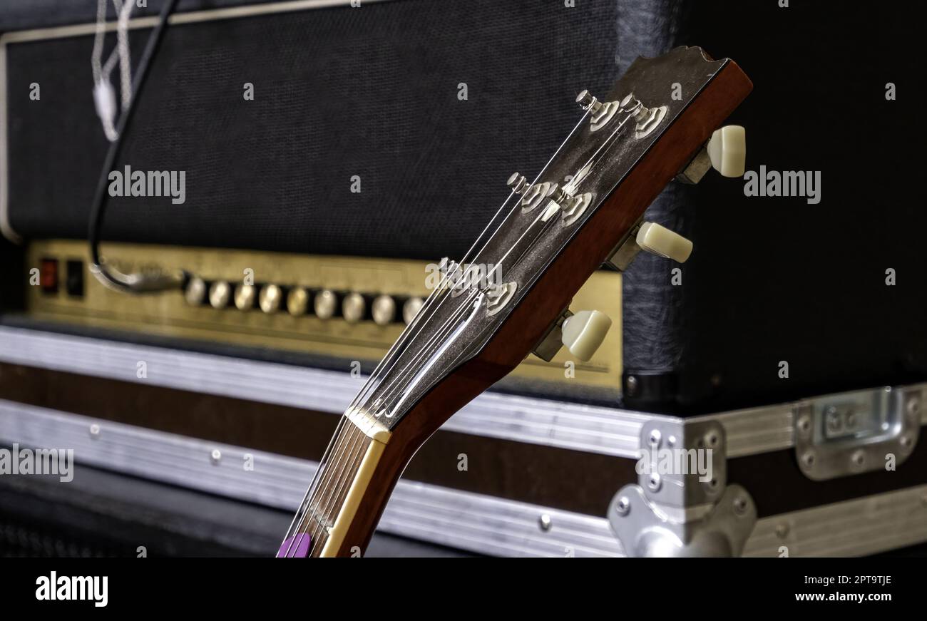Detail of musical instrument, electric guitar, rock and roll Stock ...