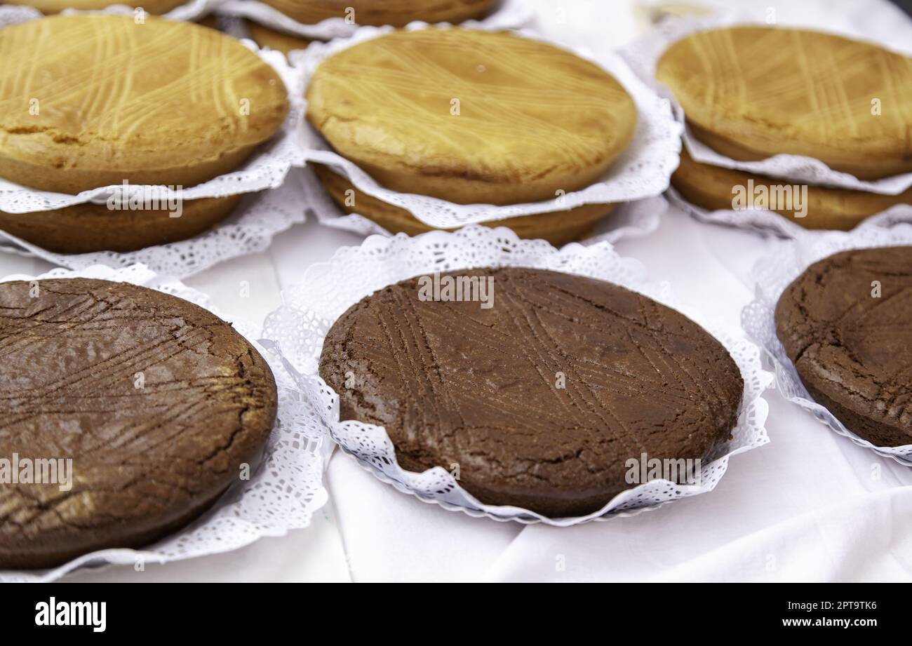 Detail of typical spanish traditional cake, sweet food, dessert Stock ...