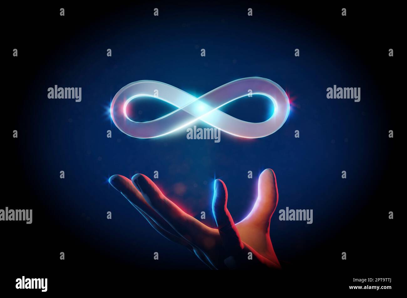 Business man Hand touch metaverse infinite loop unlimited technology ...