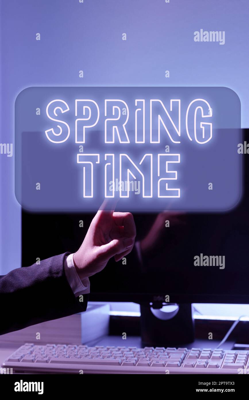 Handwriting text Spring Time, Word for temperate season of the year ...