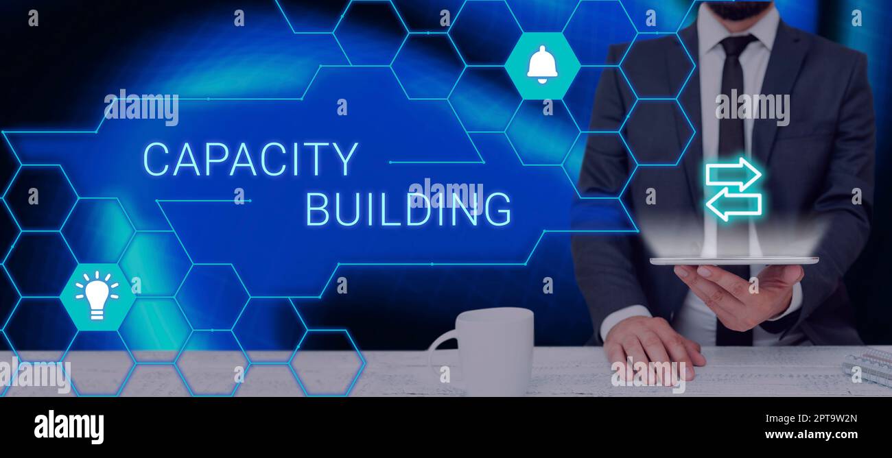 Writing displaying text Capacity Building, Business approach process by ...