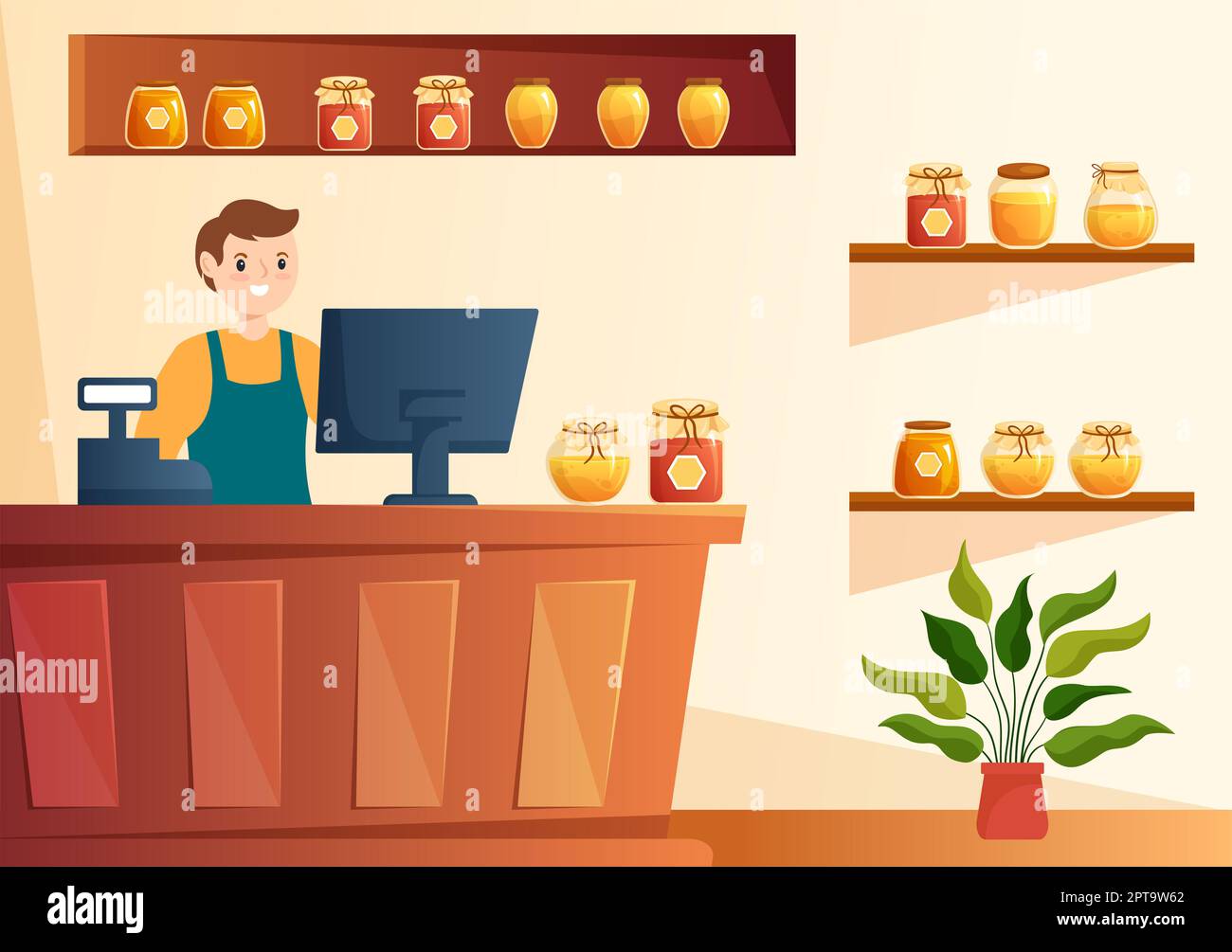 Honey Shop with a Natural Useful Product Jar, Bee or Honeycombs to be ...