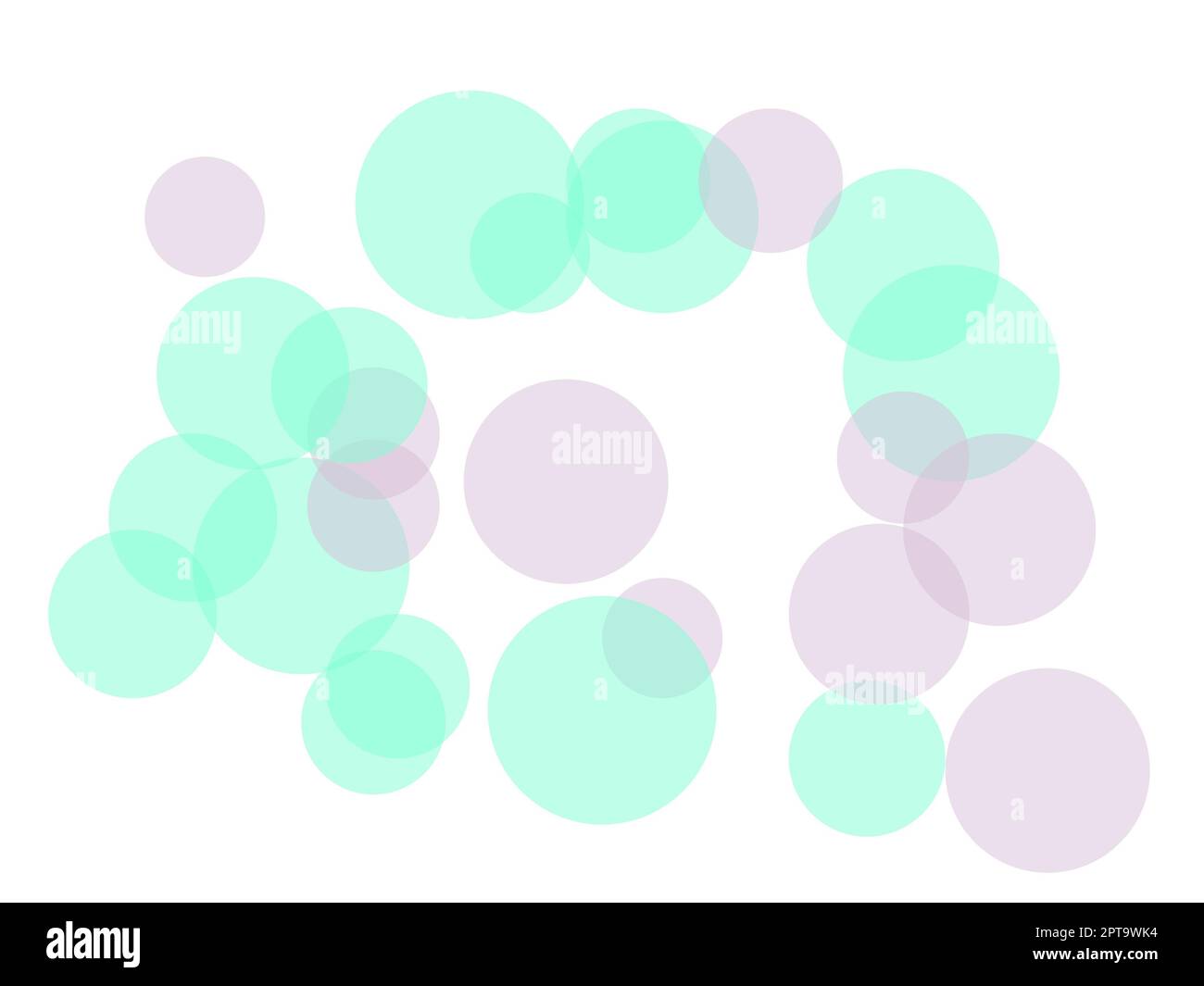 Abstract minimalist green violet overlay illustration with circles and ...