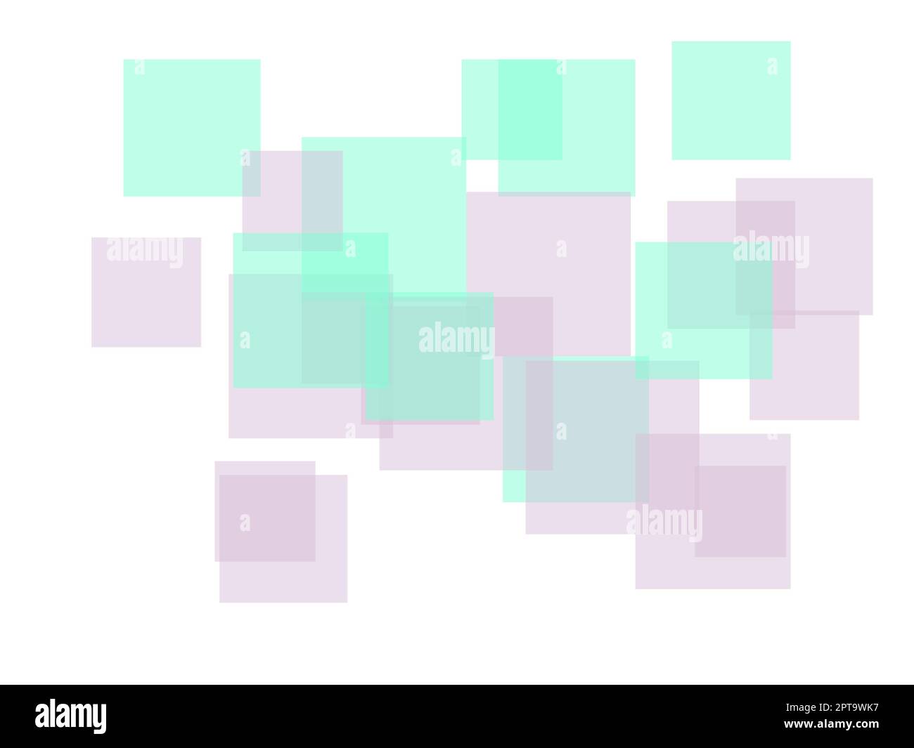 Abstract minimalist green violet overlay illustration with squares and ...