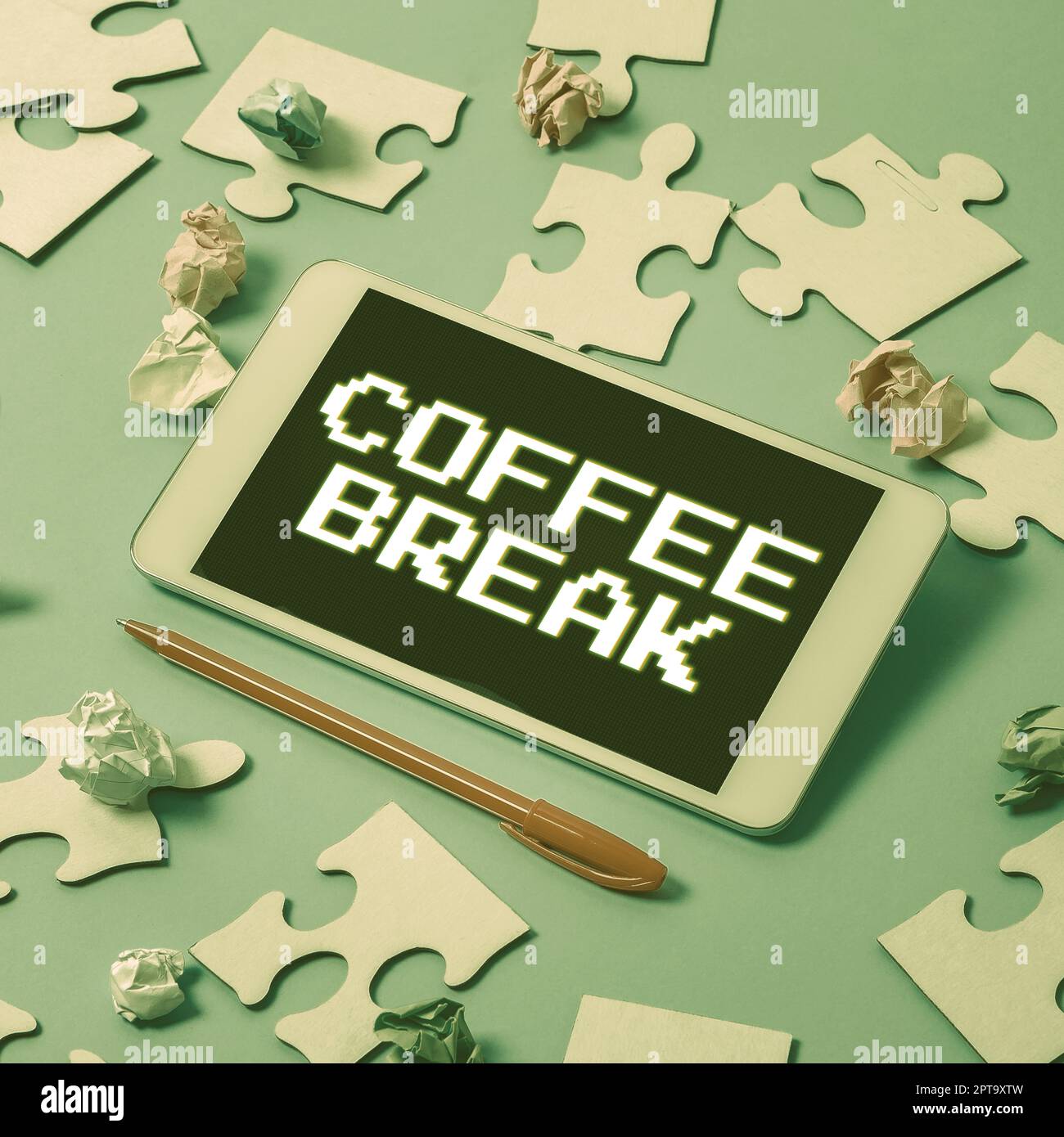 Hand writing sign Coffee Break, Business concept short time allotted ...