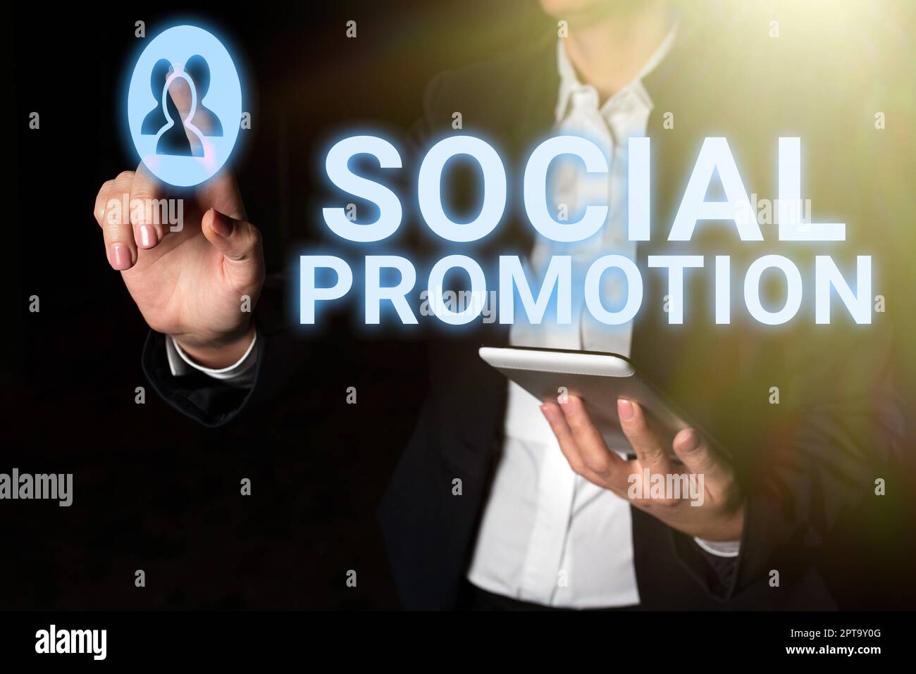 Hand writing sign Social Promotion, Business overview promoting a child ...